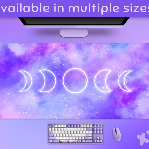 Pastel Purple Desk Mat Kawaii Anime Aesthetics Cute Pink - Etsy