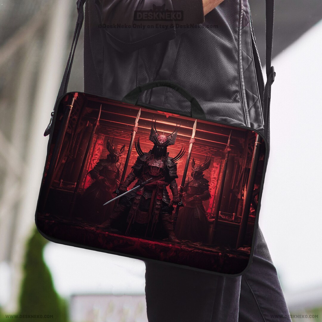 Samurai Laptop Sleeve, Computer Bag for Men/boys, Red Japanese Anime ...