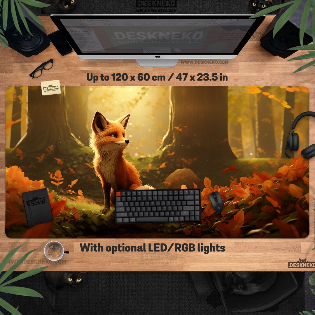 Cute Fox Desk Mat: Cozy Lofi Mouse Pad Xl, Anime Cartoon Aesthetic ...