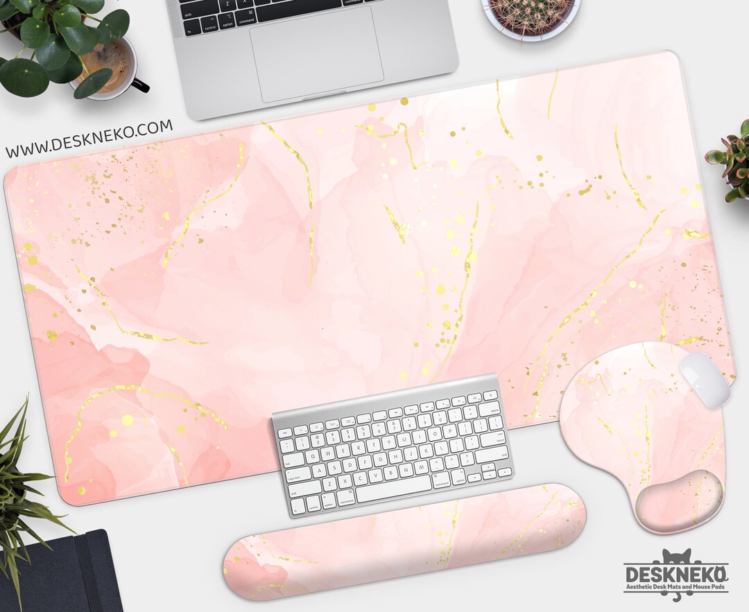 Pink Marble Desk Mat, Large Deskmat Cute, Minimalist Mouse Pad With ...