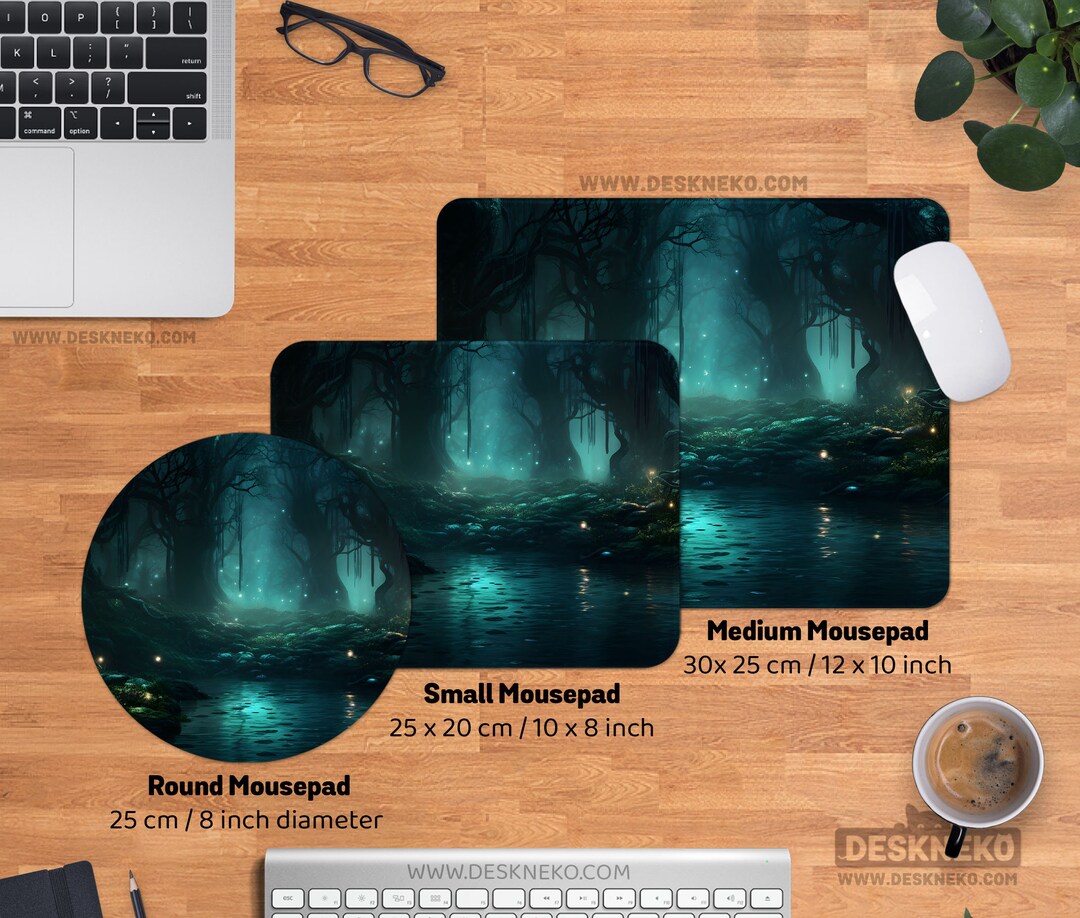 Dark Forest Mouse Pad or Desk Mat, Enchanted Green Nature Deskmat Xl ...