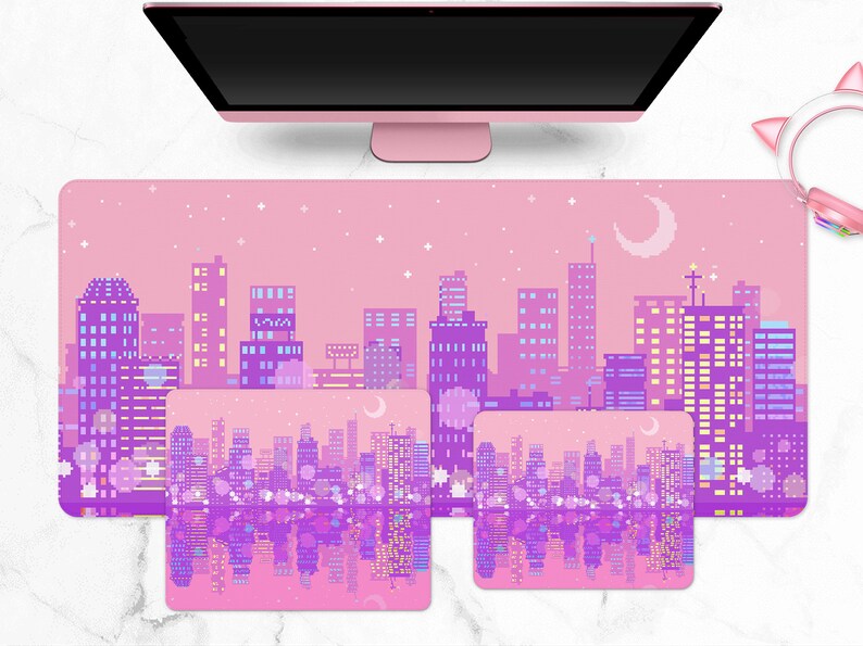 Retro Anime Desk Mat 90s Vaporwave Aesthetics Pastel - Etsy