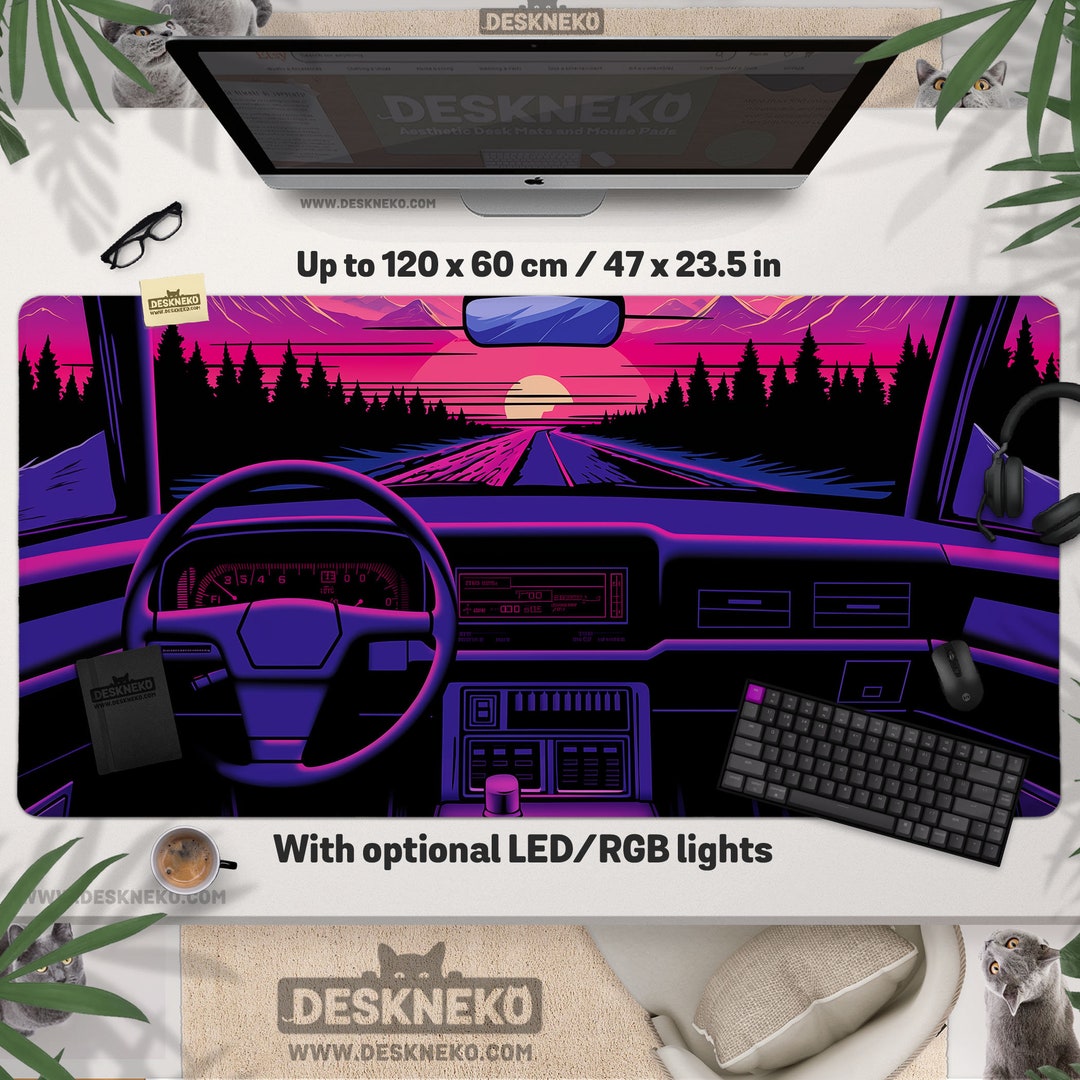 Vaporwave Racing Desk Mat: Retro 90s Mouse Pad Xl, Retrowave Gaming ...
