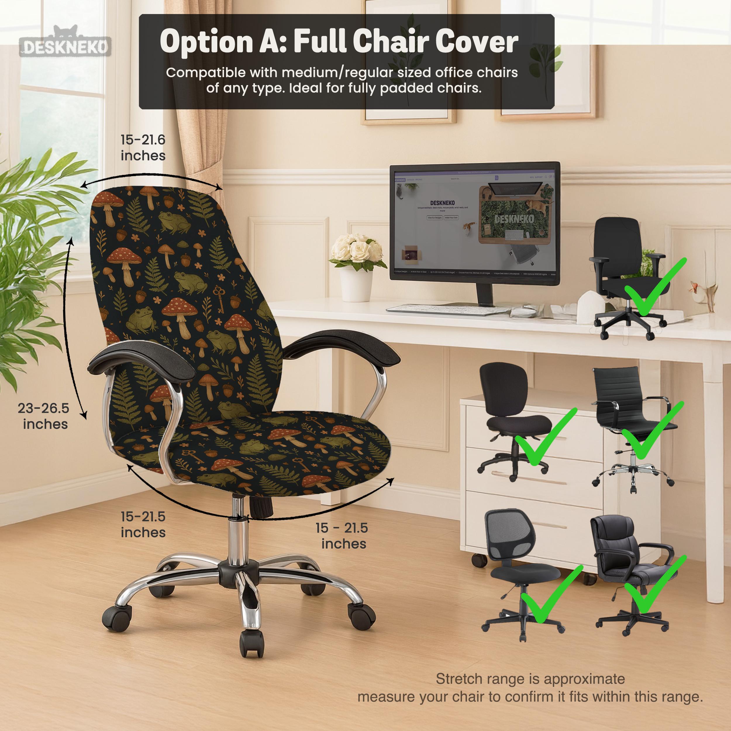 Cottagecore Goblincore Office Chair Cover, Woodland Mushroom Fern ...