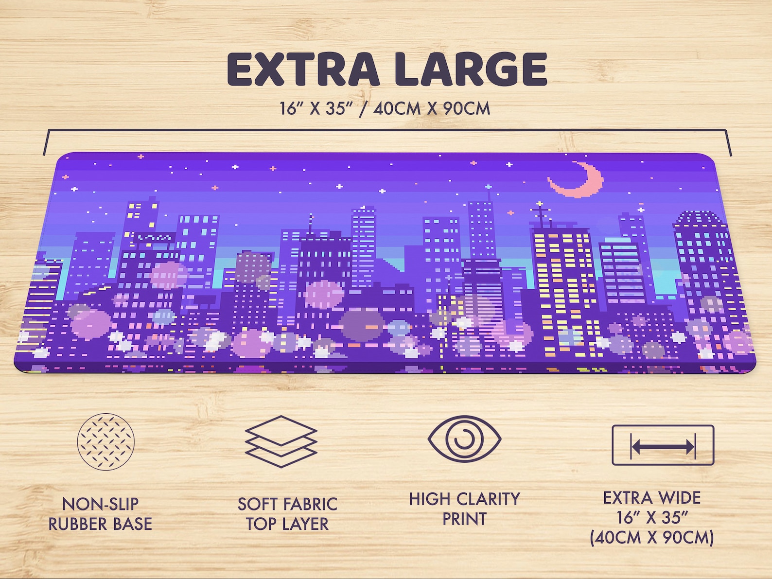 Retro Anime Desk Mat, 90s Vaporwave Aesthetics, Pastel Pink/purple ...