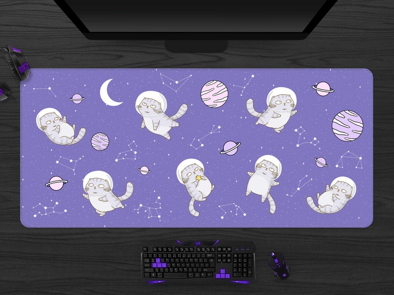 Cute Space Cats Desk Mat Xl, Kawaii Mousepad Xxl, Large Gaming Mouse ...