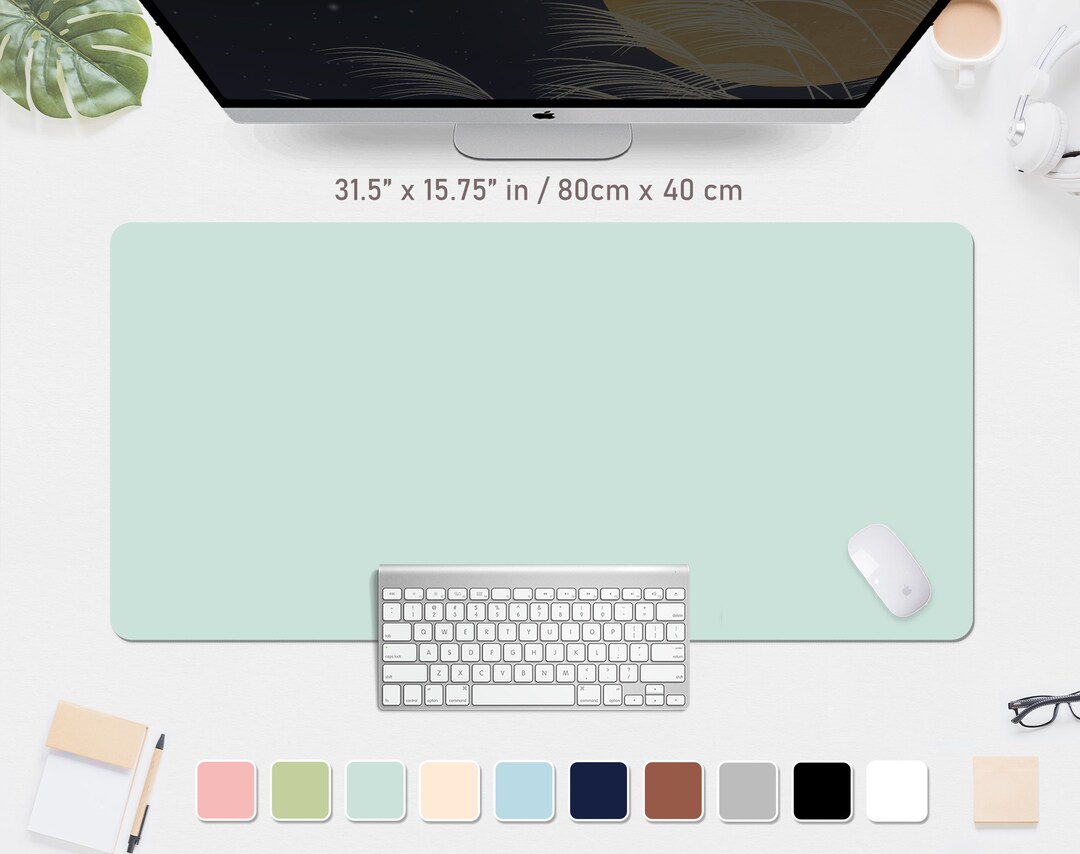 Leather Desk Mat Mint Mousepad, Decor Accessories Minimal Neutral ...