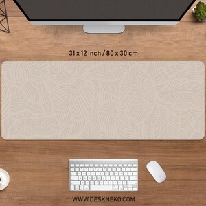 Beige Desk Mat Plant Pattern, Plain Mousepad Neutral Color, Cute Light ...