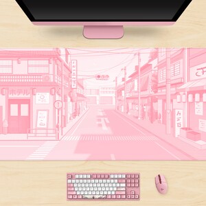 Purple Tokyo Desk Mat Xl, Japanese Street Mousepad, Retro Lo-fi Anime ...