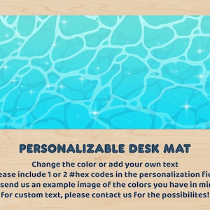 Turquoise Desk Mat Wave, Cyan Mouse Pad Kawaii, Cute Anime Aesthetics ...