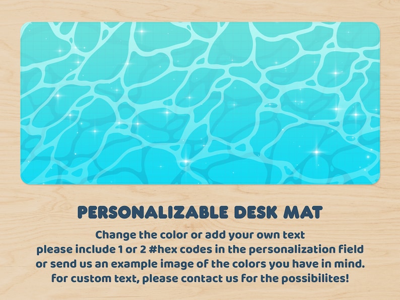 Turquoise Desk Mat Wave Cyan Mouse Pad Kawaii Cute Anime - Etsy