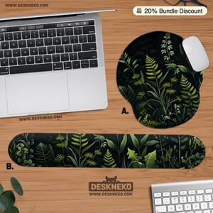 Dark Green Desk Mat: Plants Mouse Pad, Dark Forest Fern, Botanical ...