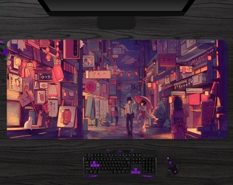 Japanese Desk Mat Purple Mousepad Xl Tokyo Aesthetic | Etsy