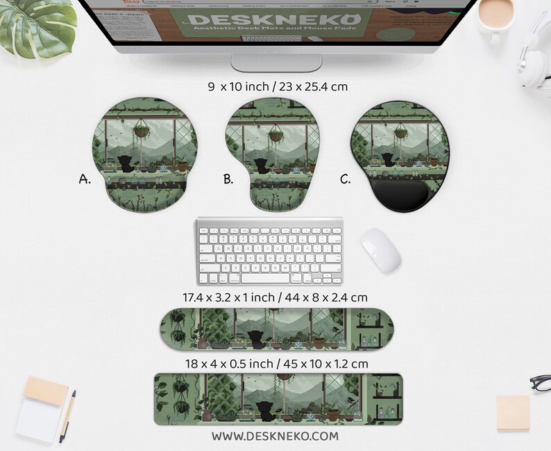 Sage Green Desk Mat Plants Witchy Mouse Pad Cute Lofi Cozy - Etsy