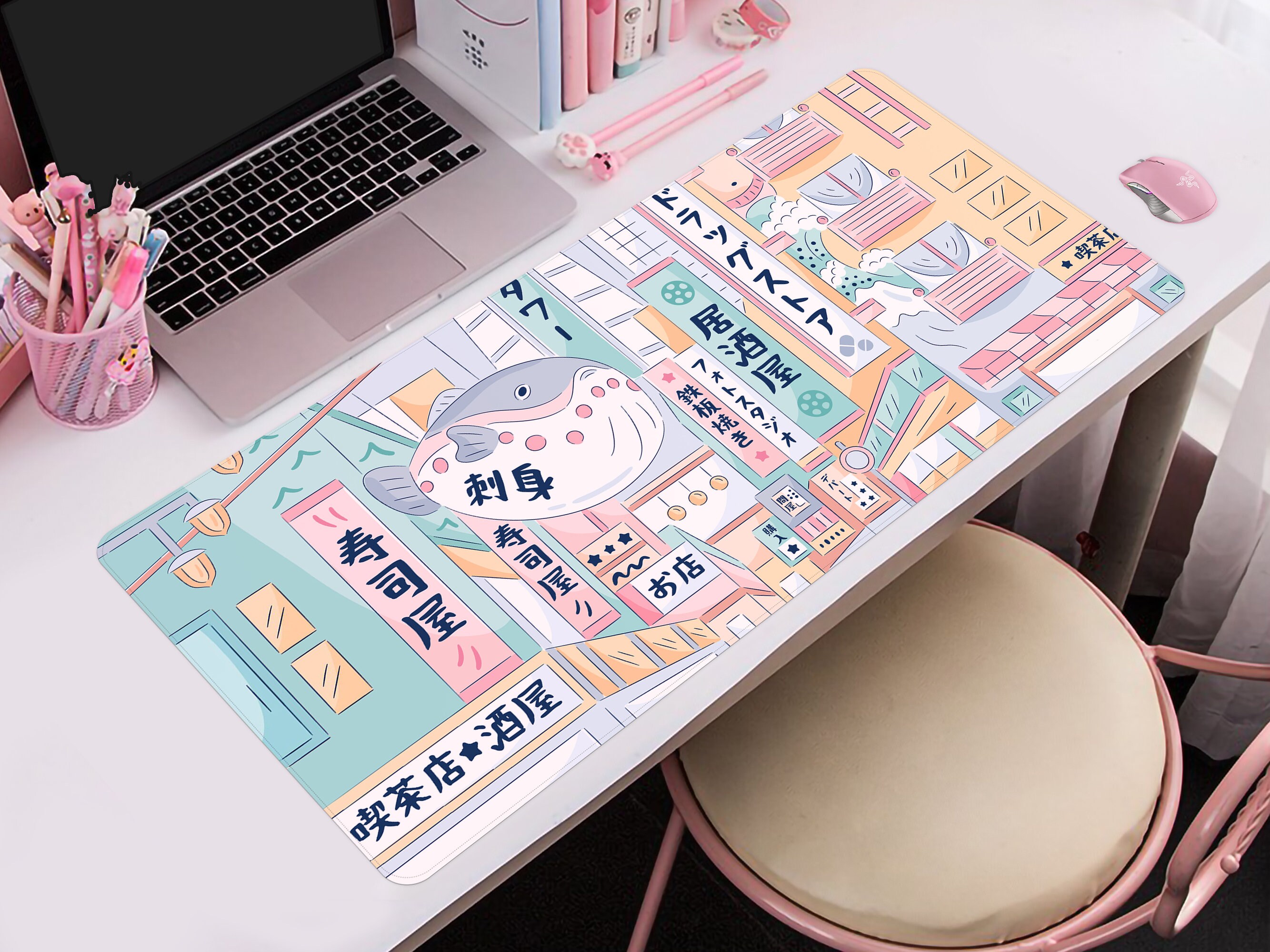 Pastel Tokyo Street Desk Mat Cute Japanese Mousepad Kawaii - Etsy