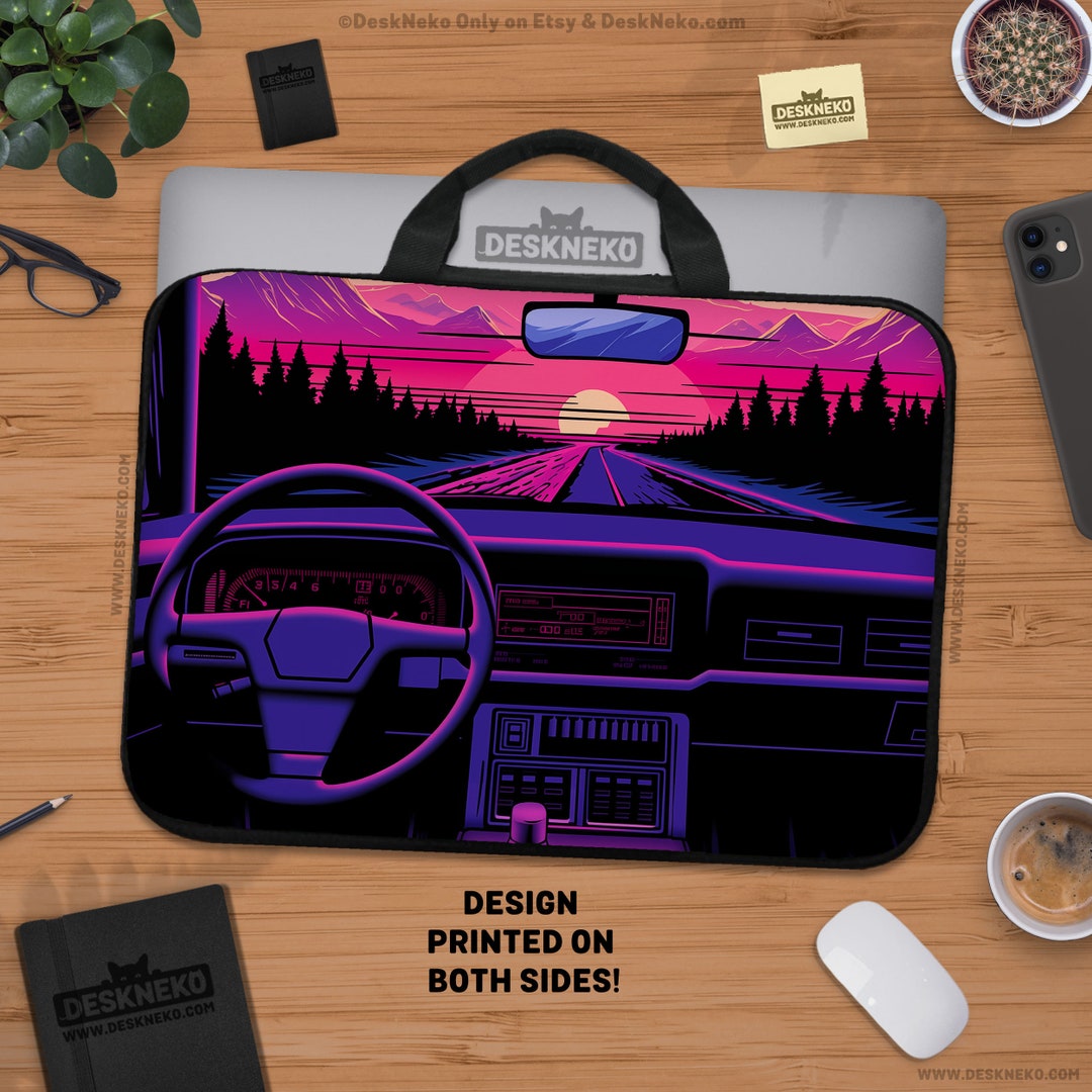 Vaporwave Laptop Sleeve, Computer Bag for Men, Purple Retrowave, 90s ...