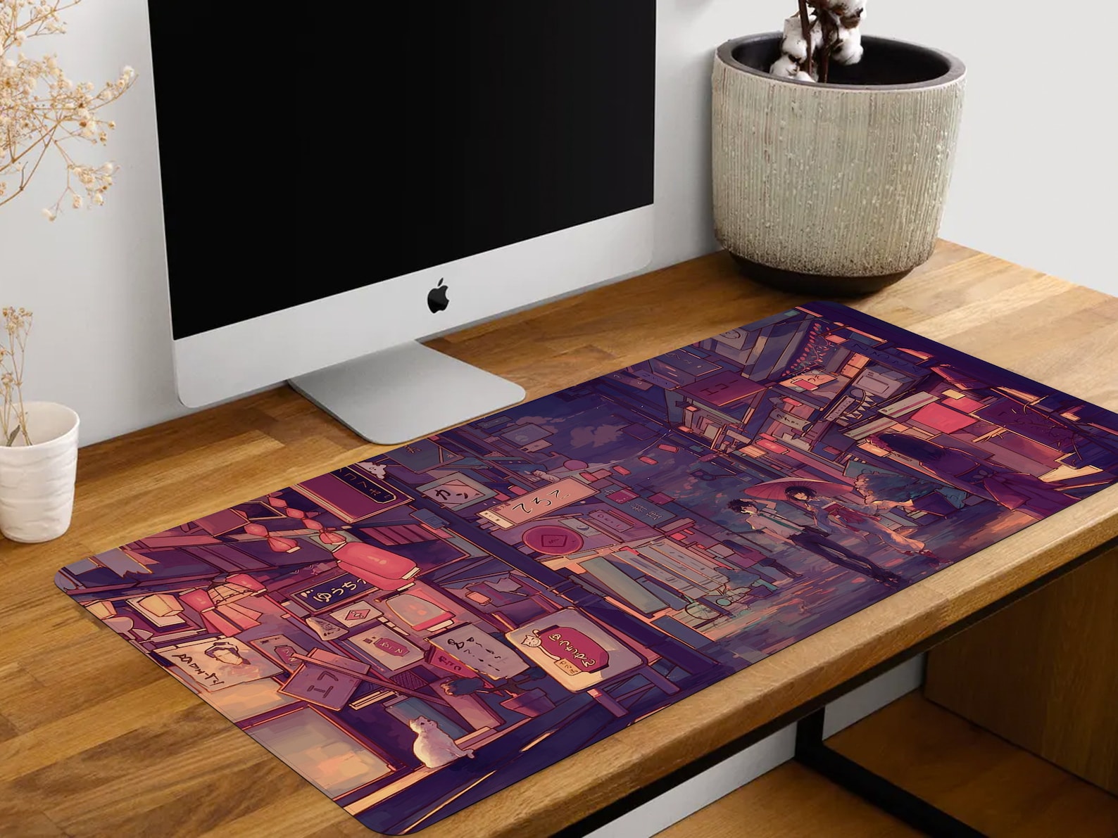 Tokyo Street Desk Mat Japanese Mousepad Purple Anime Desk - Etsy