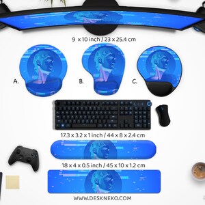 Aesthetic Desk Mat Blue, Y2K Vaporwave Mousepad Large, Nerdy Mouse Pad ...