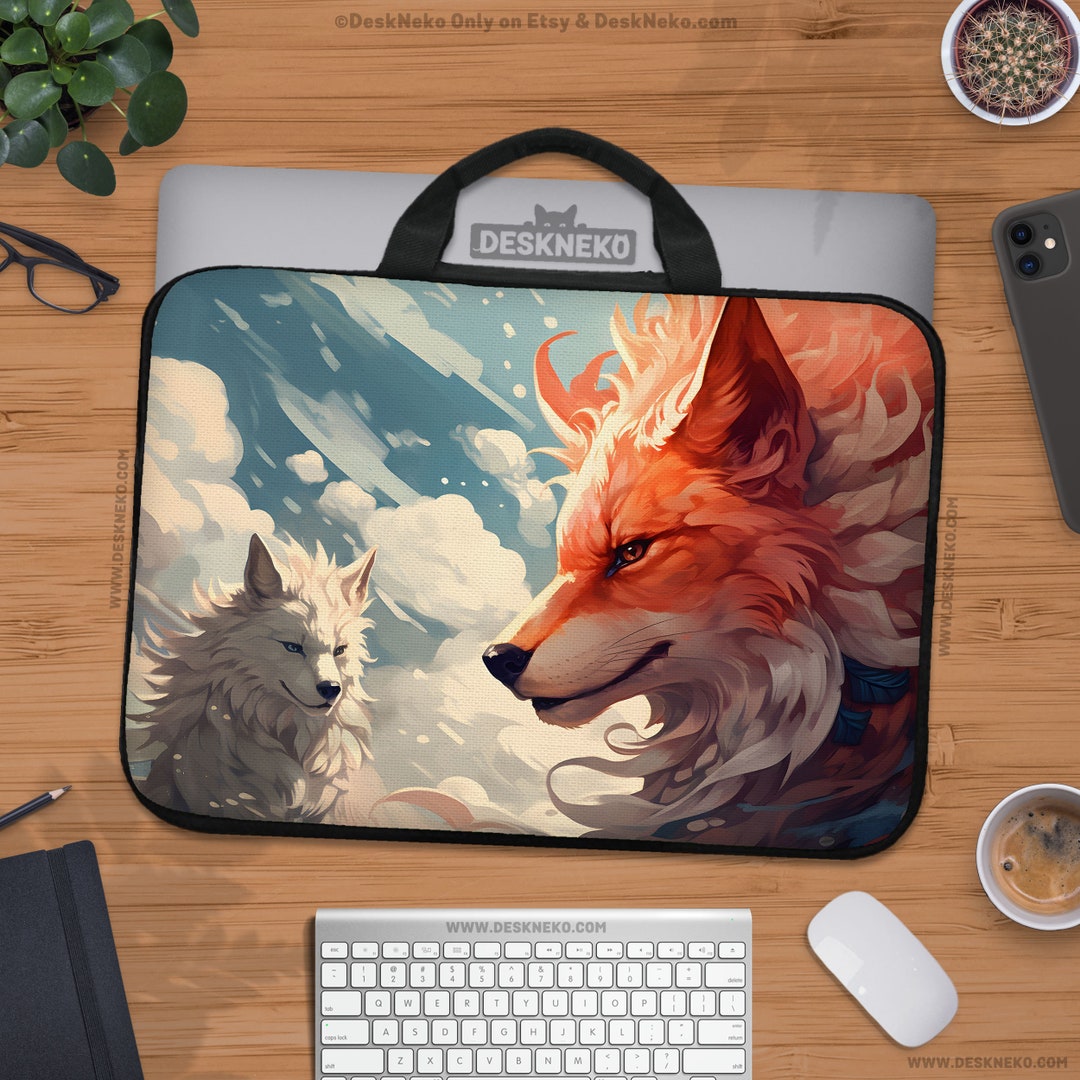Furry Wolf Laptop Sleeve, Cute Animals Laptop Bag, Shoulder Strap ...
