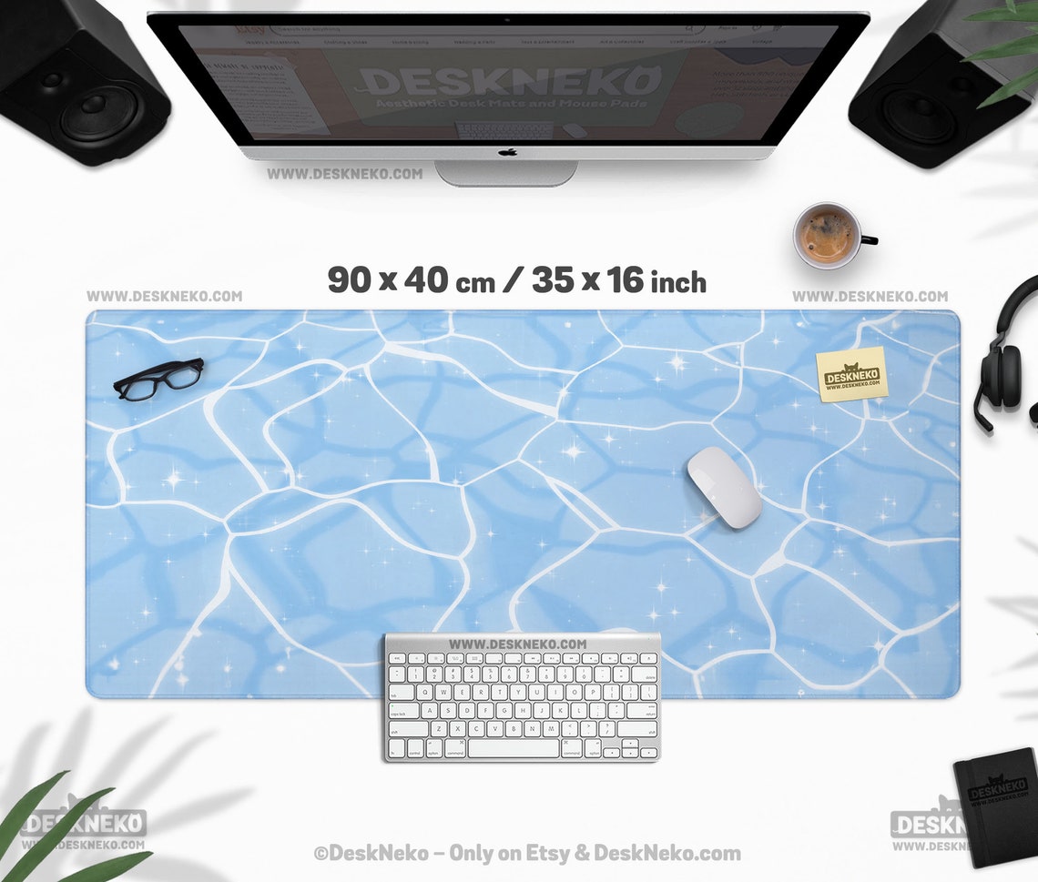 Light Blue Desk Mat, Ocean Mouse Pad Cute, Xxl Large Mousepad Rgb/led ...