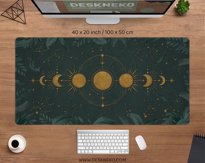 Celestial Desk Mat Cottagecore, Dark Academia Mousepad Forest Green ...