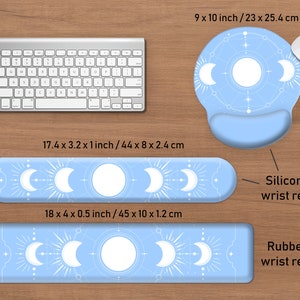 Light Blue Desk Mat Moon Phases, Cute Mousepad, Pastel Goth Neutral ...