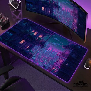 RGB Desk Mat Xl, Gaming Mouse Pad Led, Large PC Desk Mat Xxl, Vaporwave ...