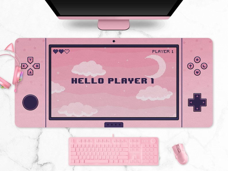 Customizable Mousepad | Cute Kawaii Pastel Purple Gaming Desk Mat | XXL ...