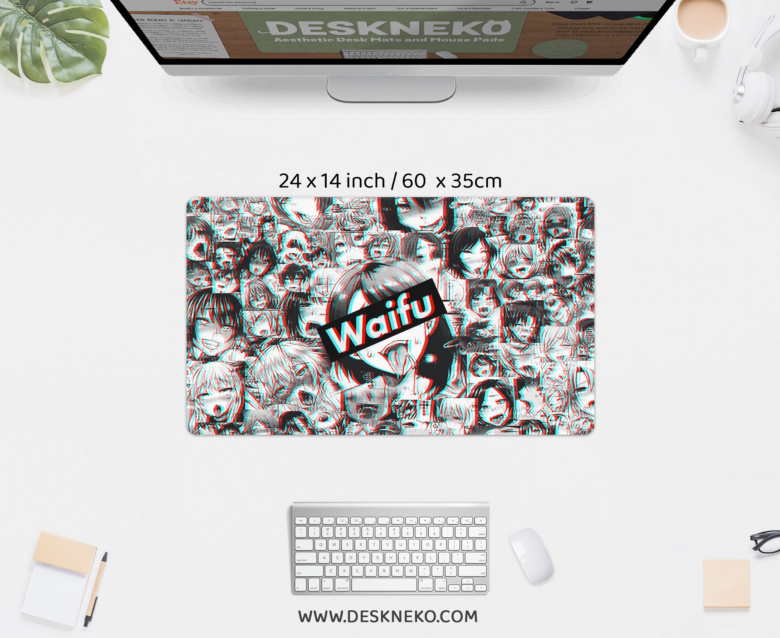 Waifu Deskmat Ahegao, Anime Mousepad Aesthetic, Manga Girls Black White ...