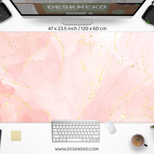 Pink Marble Desk Mat, Large Deskmat Cute, Minimalist Mouse Pad With ...