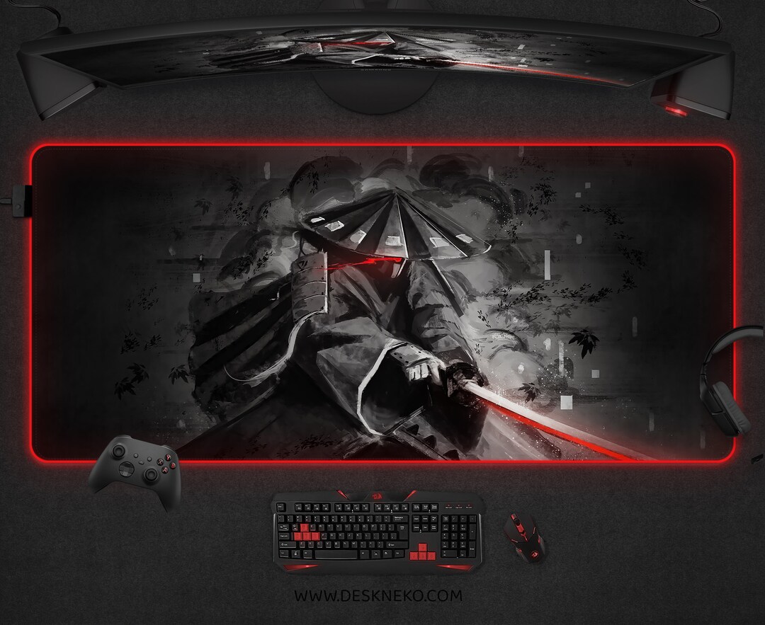 Japanese Desk Mat, Samurai Mouse Pad, Large Gaming Mousepad Xxl, Black ...