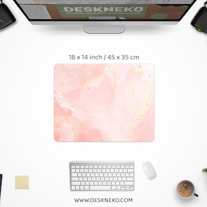 Pink Marble Desk Mat, Large Deskmat Cute, Minimalist Mouse Pad With ...