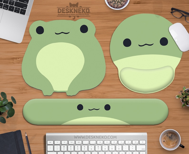 Kawaii Frog Mousepad, Cute Green Mouse Pad With Wrist Rest, Soft ...