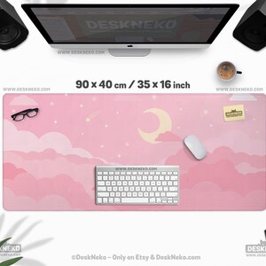 Pink Clouds Desk Mat, Pastel Mouse Pad Cute, Large Mousepad Xxl, Rgb ...