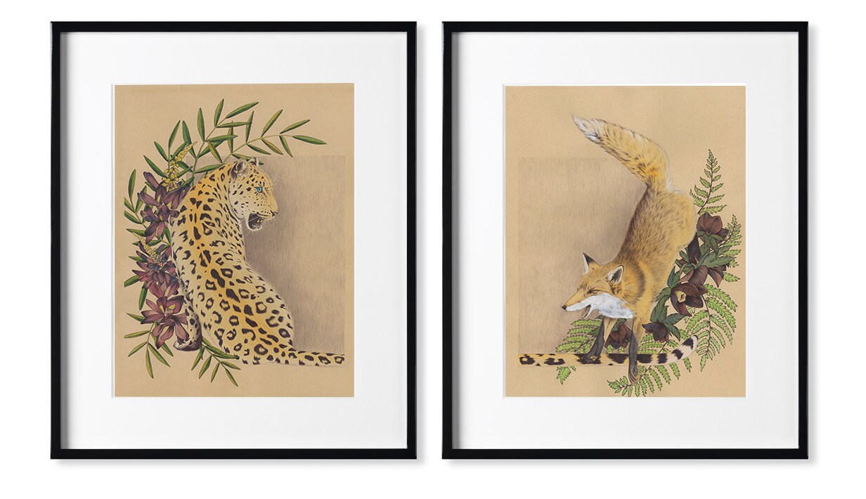 Leopard and Fox Print Set - Etsy