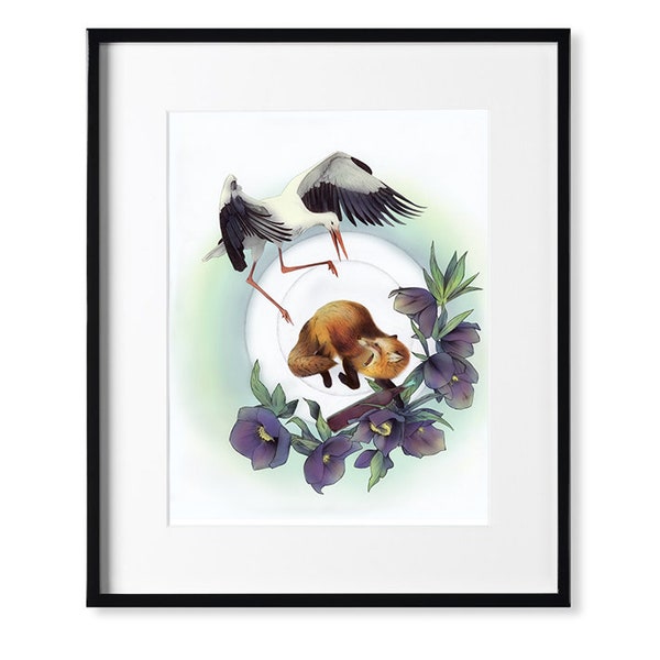 Fox Stork Print - Etsy