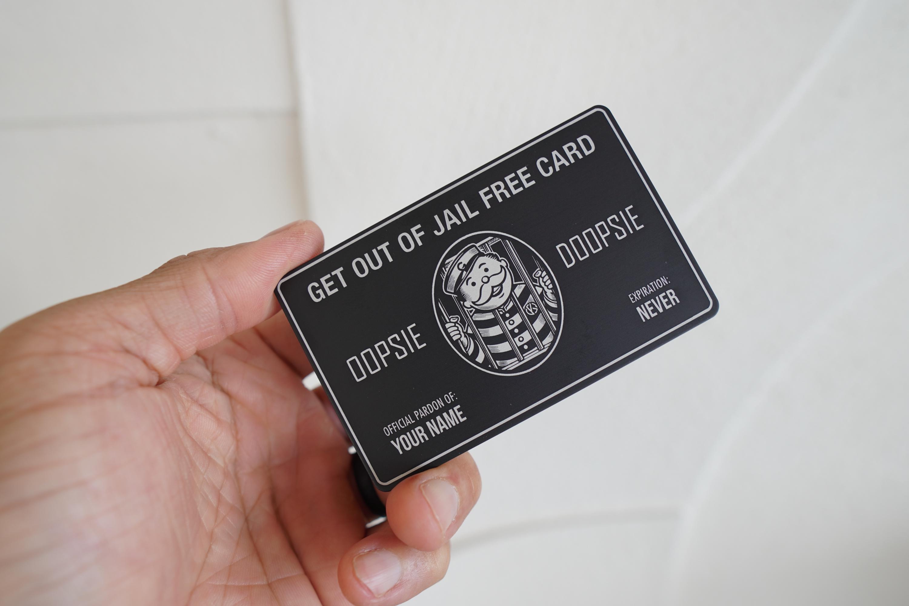 Personalized Get Out of Jail Free METAL Card –funny Gift, Customizable ...