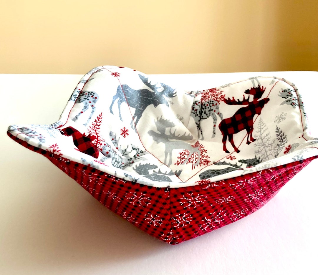 Moose & Buffalo Check Bowl Cozy Insulated Microwaveable Soup Cozy ...