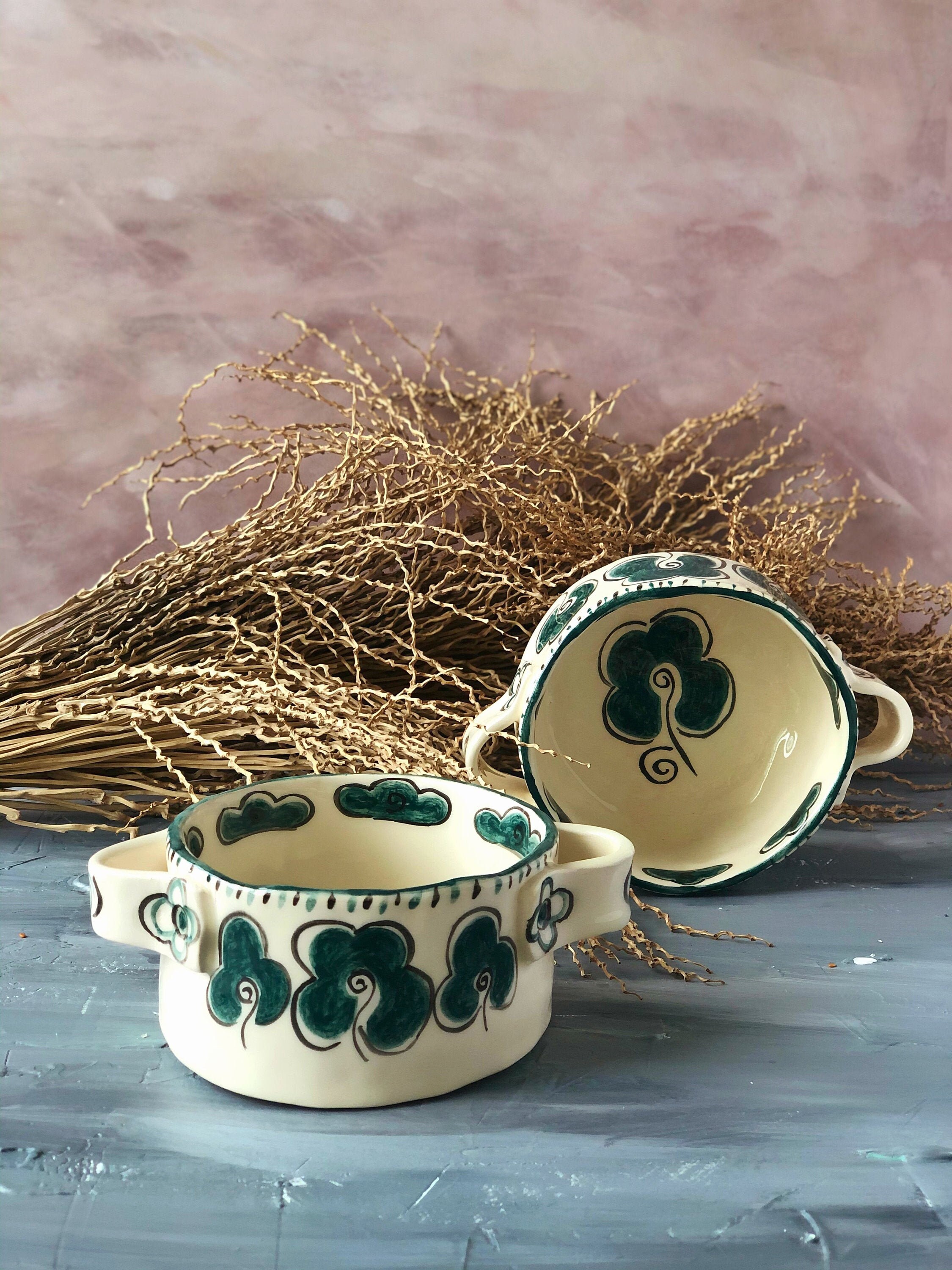 Handmade Ceramic Bowl Set | 2 Pieces Ceramics | Handpainted Ceramic ...