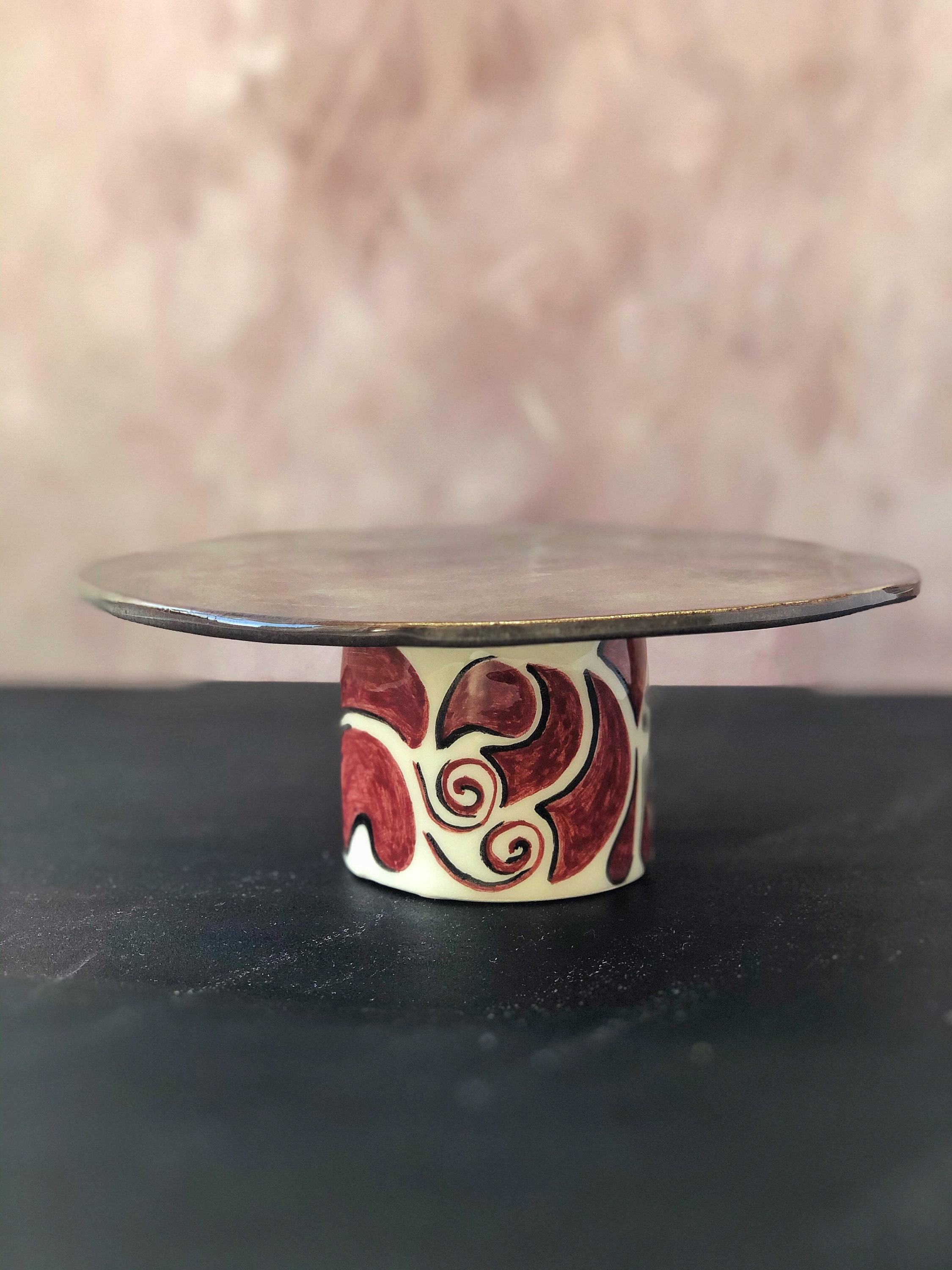 Handmade Ceramic Cake Stand & Serving Plate Set: Hand-painted Design - Etsy