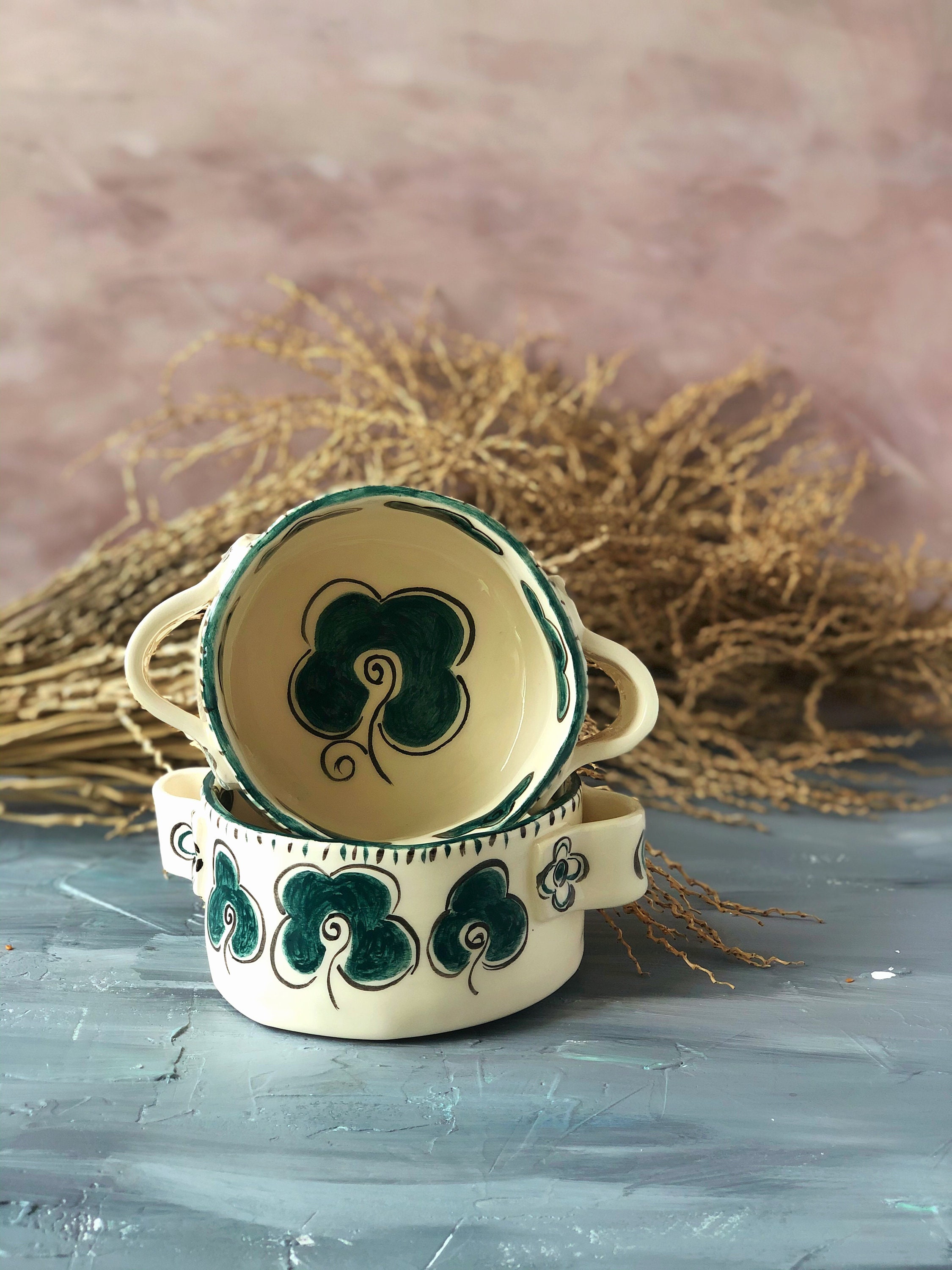 Handmade Ceramic Bowl Set | 2 Pieces Ceramics | Handpainted Ceramic ...