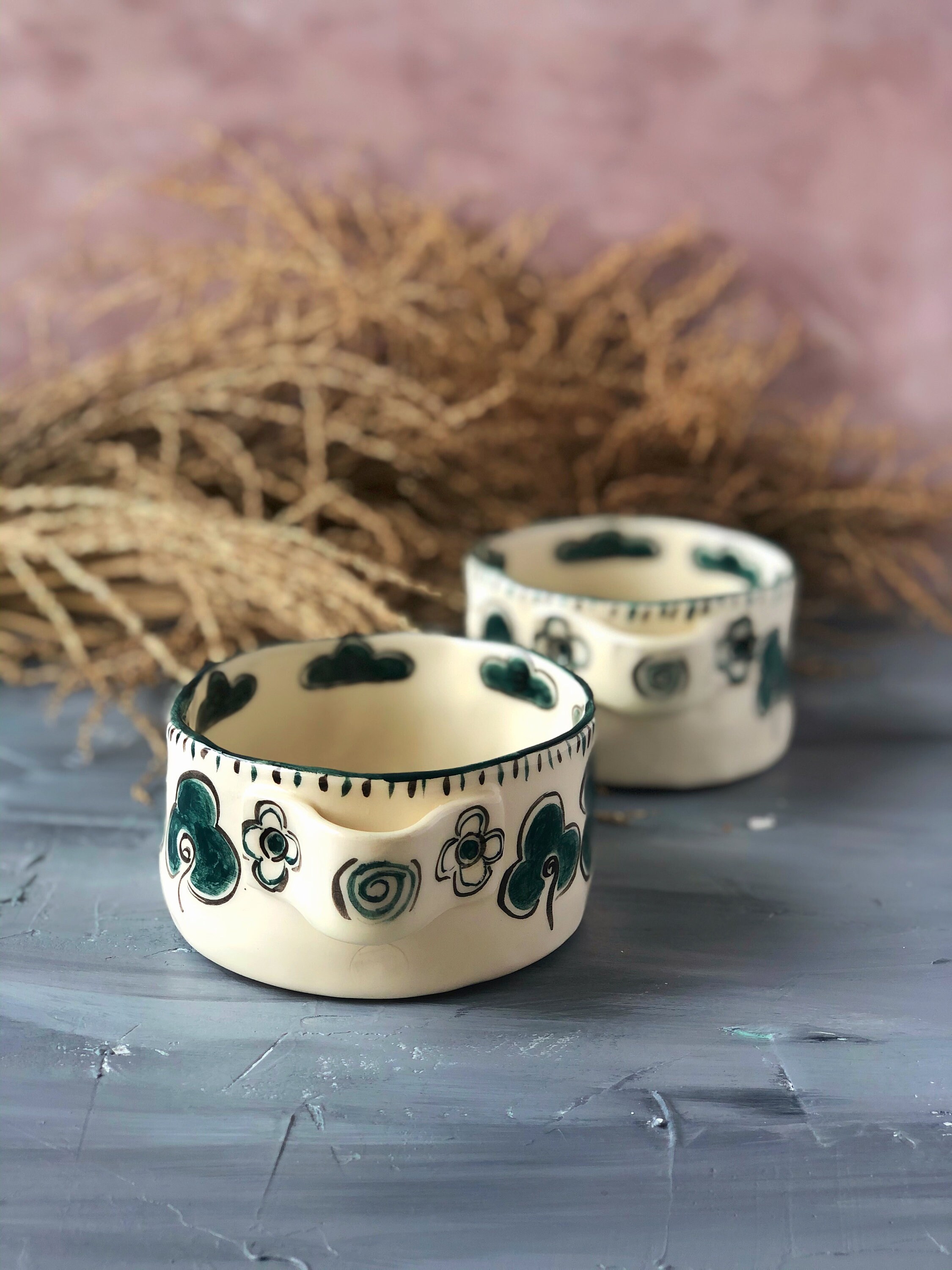 Handmade Ceramic Bowl Set | 2 Pieces Ceramics | Handpainted Ceramic ...