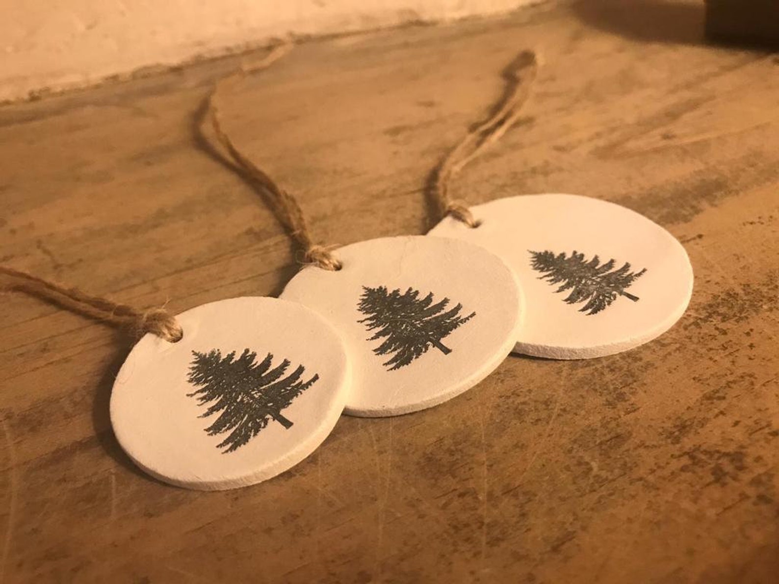Clay Tree Bauble, Flat Christmas Bauble, Hanging, Gift Tag, Ceramic ...