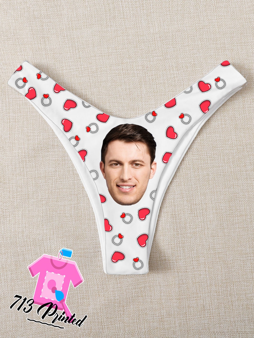 Photo Custom Personalized Thong Panties With Your Words Custom Printed