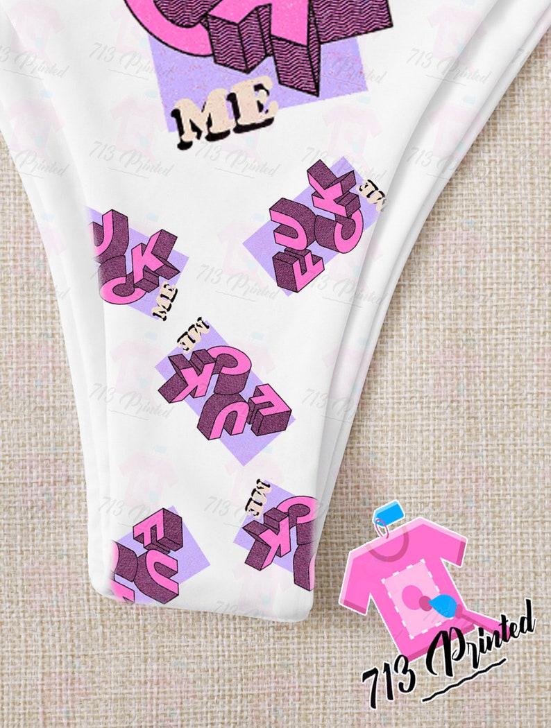Custom Funny Logo Thong Bikini With Your Words Custom Printed - Etsy