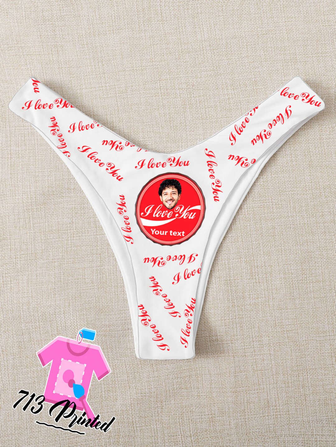 Photo Custom Personalized Thong Panties Logo Coca With Your Words