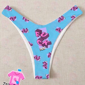Custom Funny Logo Thong Bikini With Your Words Custom Printed - Etsy