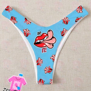Custom Funny Logo Thong Bikini With Your Words Custom Printed - Etsy