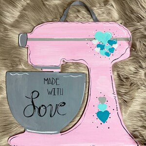 Hand Painted Kitchen Mixer Sign, Pink Hearts Decor, 18 Inch - Etsy