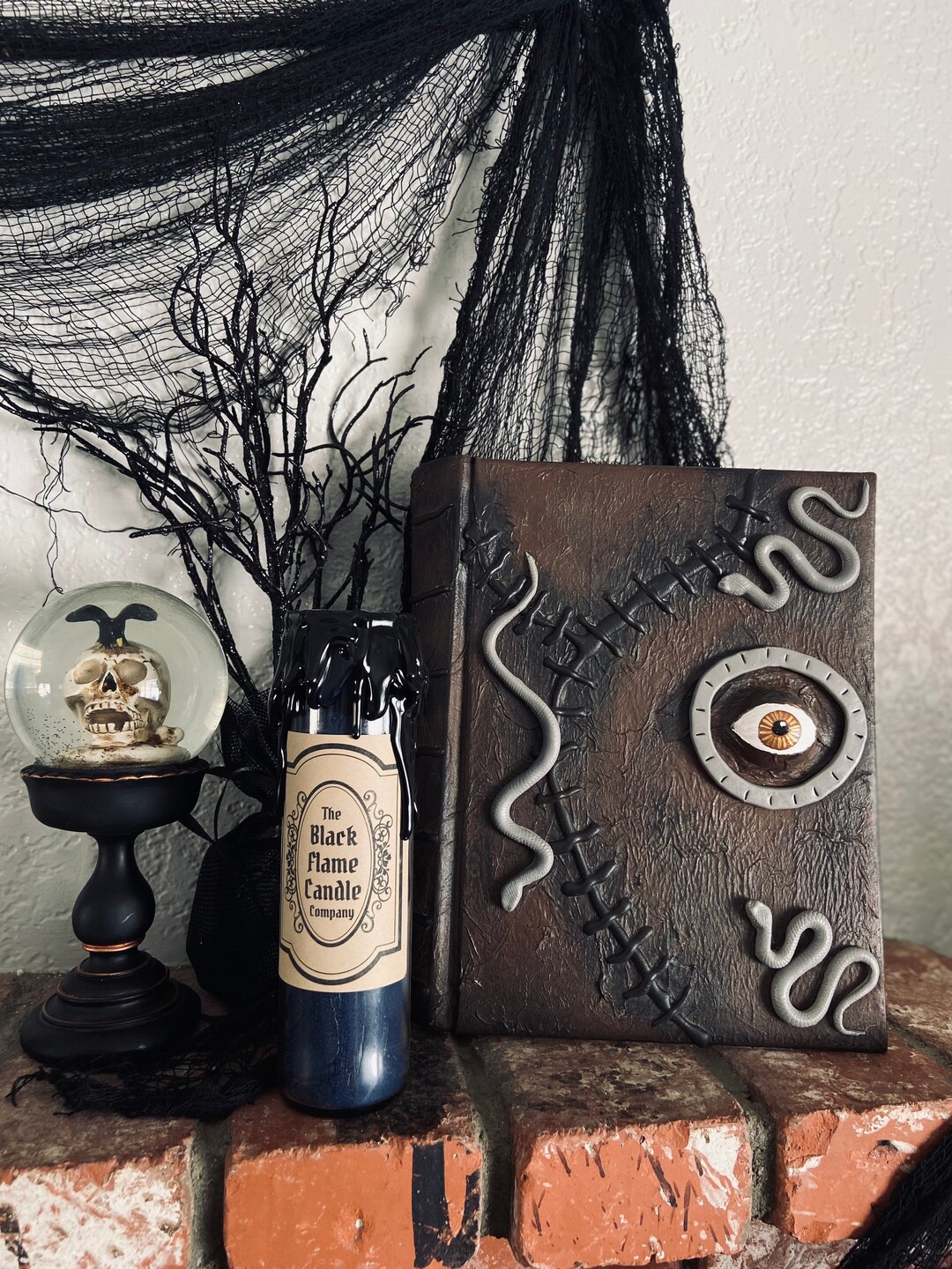 Hocus Pocus Spellbook and Black Flame Candle Set, Book of Shadows ...